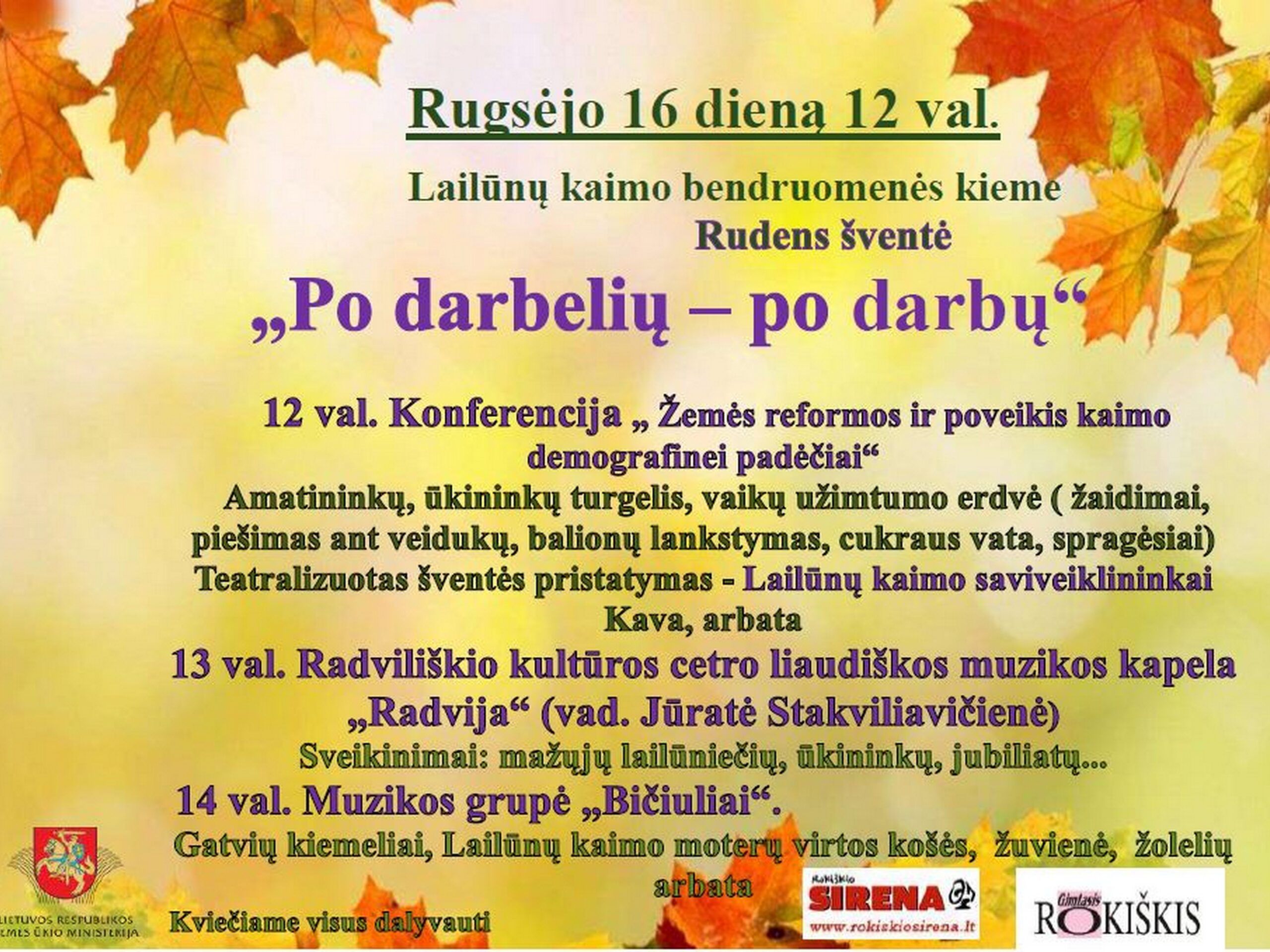 Lailūnų kaimo bendruomenė kviečia į rudens šventę - Gimtasis Rokiškis